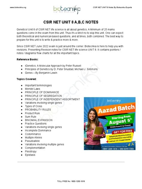 Biotecnika Csir Net Unit 8 Abc Notes 1 2 Pdf Science And Mathematics