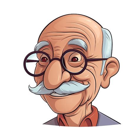 Premium Photo Cartoon Old Man With Glasses And A Mustache Generative Ai