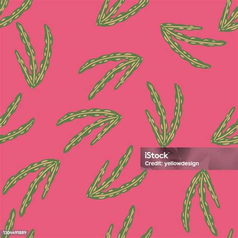 녹색 무작위 해초 장식과 수생 해양 단풍 원활한 패턴 분홍색 배경 심플한 디자인 0명에 대한 스톡 벡터 아트 및 기타 이미지 0명 가능성 계절 Istock