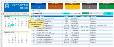 automated daily activity tracker in excel ultimate task management