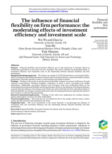 (PDF) The influence of financial flexibility on firm performance: the moderating effects of ...