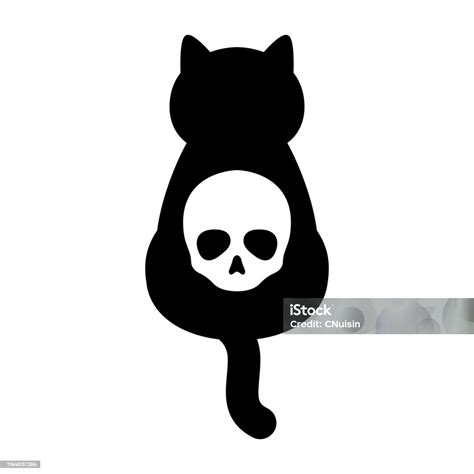 고양이 두개골 아이콘 벡터 할로윈 로고 뼈 새끼 고양이 유령 캐릭터 만화 일러스트 낙서 디자인 갈고리 발톱에 대한 스톡 벡터 아트 및 기타 이미지 Istock