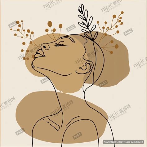 Ai创作图听音乐插画 手绘女性侧脸 美女人物侧脸 洗头女插画 手绘闭眼女孩 手绘抽象女人花草插画 枝干创意人物手绘挂画 现代简约人物插画 女性女人插画 装饰人物插画 简约粗狂线条人物插画 简约