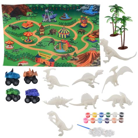 3d 페인트 공룡 빈 모델 장난감 Diy 수채화 어린이 낙서 공룡지도 4 대 8 개의 작은 공룡