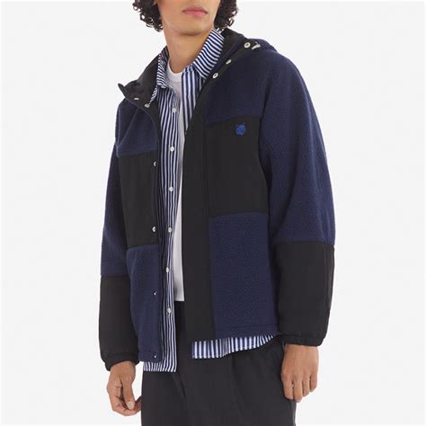 Maison KitsunÉ 深藍色拚色變化logo防風連帽外套 中性 S 誠品線上