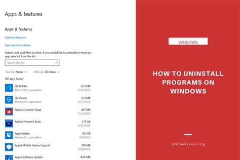 How To Uninstall Programs On Windows SDM Foundation