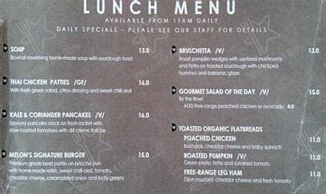 Menu At Melon And Rye Cafe Glen Osmond