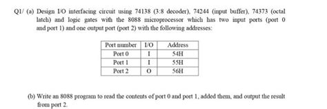 Solved Qu A Design 10 Interfacing Circuit Using 74138