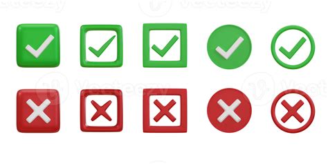 Check Mark And Cross Mark Symbols Icon Buttons With Checkmark And