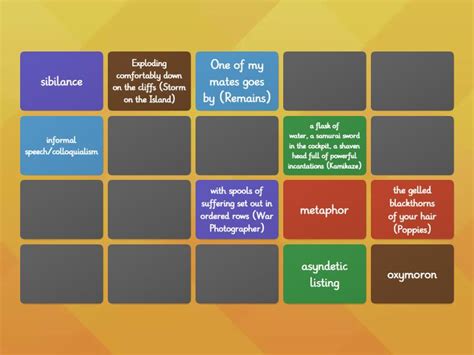 Power And Conflict Linguistic Techniques Quiz مطابقة الأزواج
