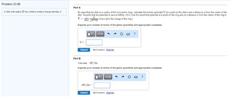 Solved A Disk With Radius R Has Uniform Surface Charge Chegg