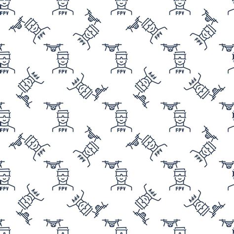 Fpv Drone And Man With Goggles Vector Concept Outline Seamless Pattern 35884112 Vector Art At