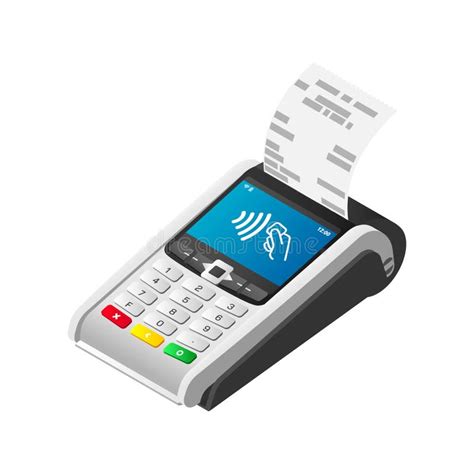 Isometric E Payments Pos Terminal Print Receipt 3d Wireless Nfc Payment Terminal With Check