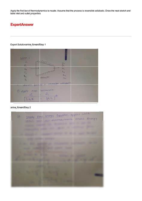 Solution Solution For Apply The First Law Of Thermodynamics To Nozzle