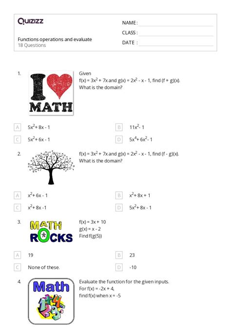 Functions Operations Worksheets For Th Grade On Quizizz Free