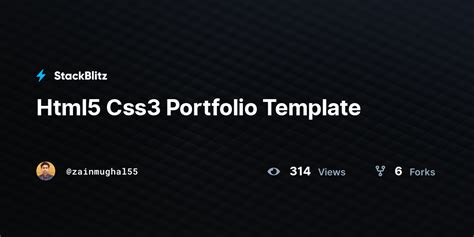 html5 css3 portfolio template stackblitz