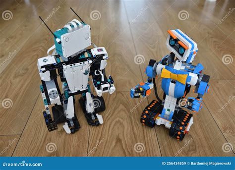 Two Robots Communicating Together Lego Toys Editorial Stock Image