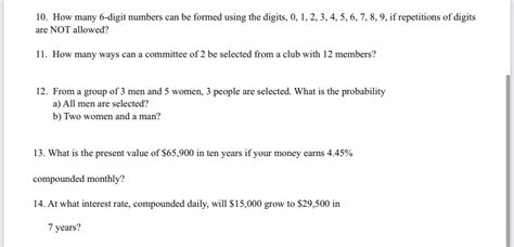 Solved 10 How Many 6 Digit Numbers Can Be Formed Using The Chegg Com