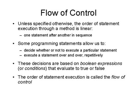 Boolean Expressions And If Flow Of Control Conditional