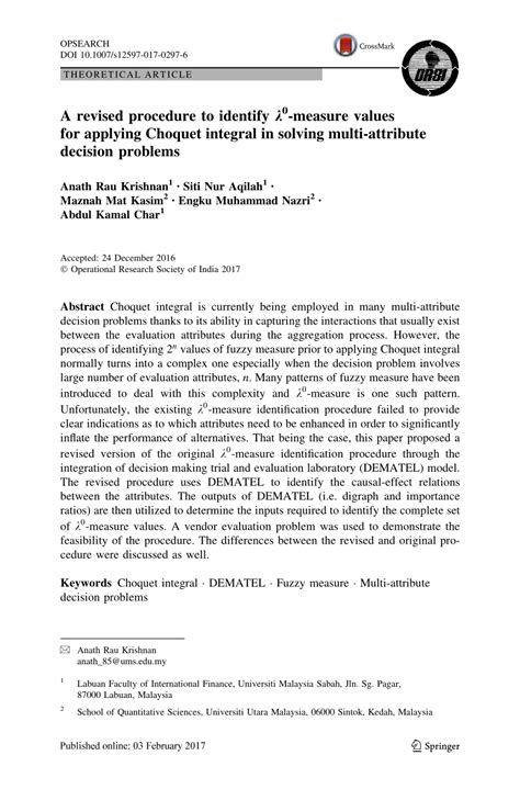 Pdf A Revised Procedure To Identify λ 0 Measure Values For Applying
