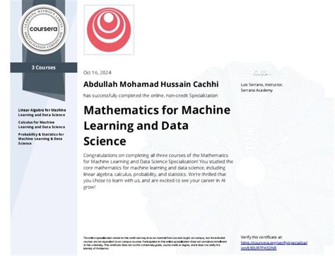 Abdullah Cachhi On Linkedin Machinelearning Datascience Coursera