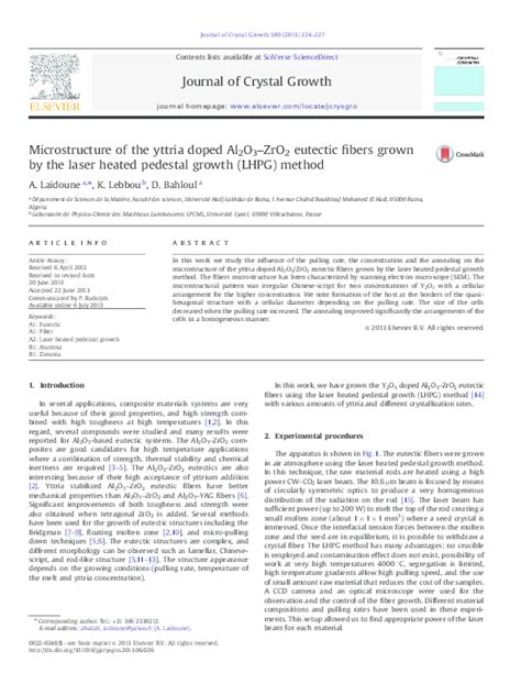 Pdf Microstructure Of The Yttria Doped Al2o3 Zro2 Eutectic Fibers