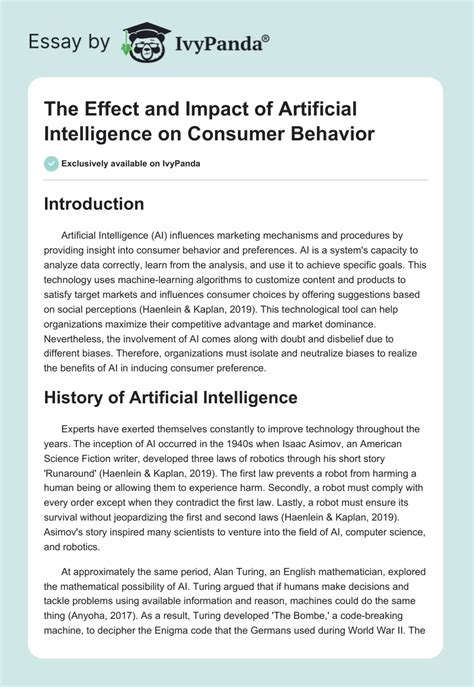 The Effect And Impact Of Artificial Intelligence On Consumer Behavior
