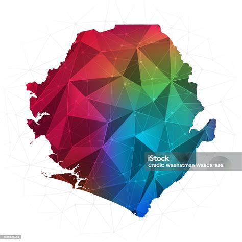 시에라리온 지도 추상 다각형 벡터 그림 낮은 폴리 다채로운 스타일 그라데이션 그래픽 다중 색상에 대한 스톡 벡터 아트 및 기타