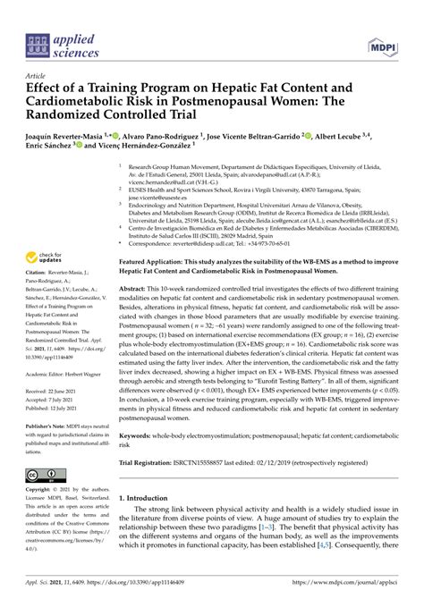 Pdf Effect Of A Training Program On Hepatic Fat Content And