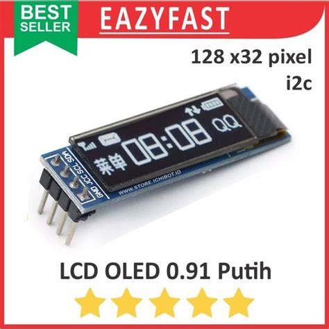 Putih Oled Lcd Module 0 91 Inch White White Display Screen 0 91 128x32 I2c Arduino Module