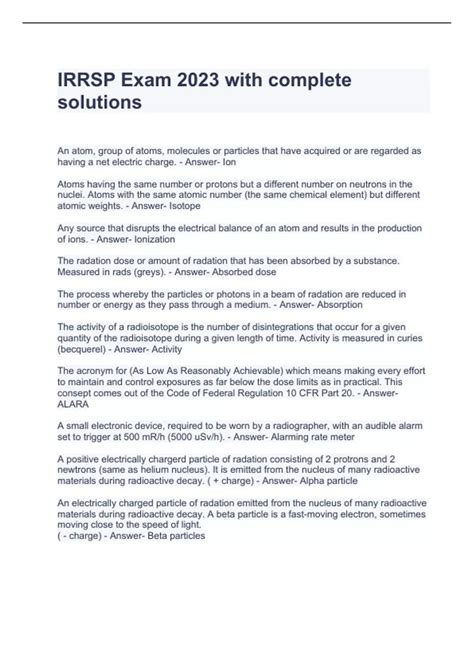 Irrsp Exam 2023 With Complete Solutions Irrsp Stuvia Us