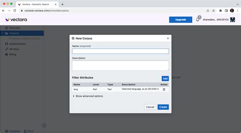 creating a corpus vectara docs