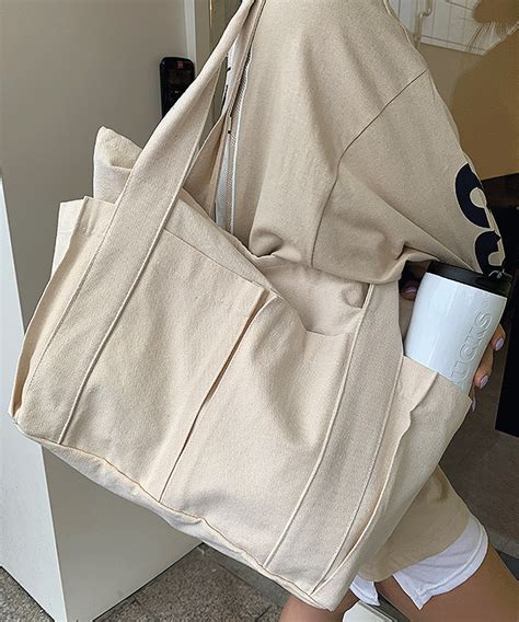 빅더블포켓에코백 숄더백 캔버스백 텀블러백 데일리백 데일리룩 데일리가방 빅사이즈가방 빅사이즈에코백 포켓가방 넉넉한수납 쇼퍼백 에이블리