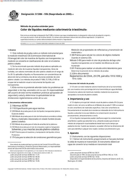 Astm D5386 Standard Test Method For Color Of Liquids Using Tristimulus Colorimetry Compress
