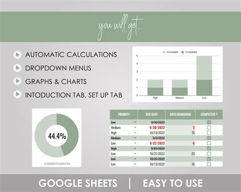 Assignment Tracker Grade Tracker Assignment Planner Homework Tracker Homework Planner