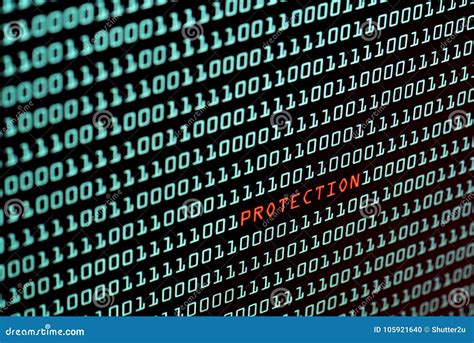 Protection Text And Binary Code Concept From The Desktop Screen