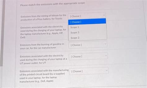 Solved Please Match The Emissions With The Appropriate Scope Chegg Com