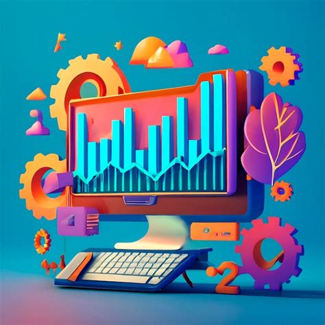 Premium Photo A Graph In Computer 3d Render