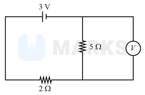As shown in the figure the voltmeter reads 2 V across 5 Ω resistor The resistance of the