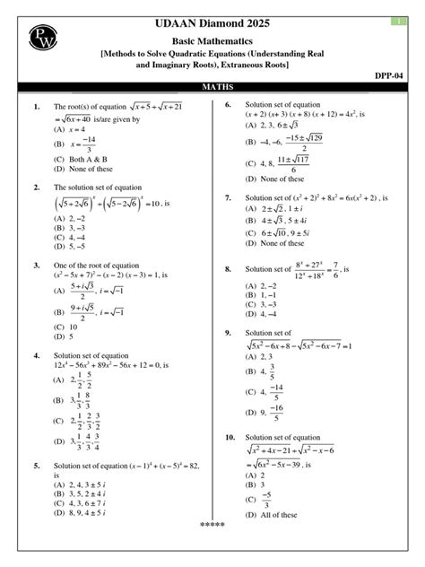 Basic Mathematics Dpp 04 Udaan Diamond 2025 Recorded Pdf