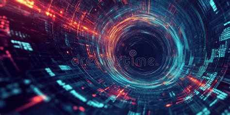 A Cyberpunk 3d Background Of A Digital Black Hole Where Swirling Data Streams Spiral Into An