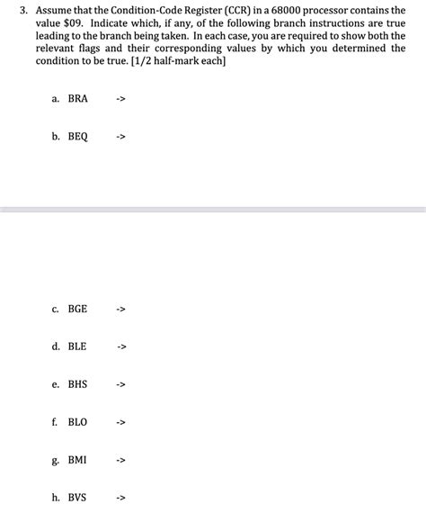Solved 3 Assume That The Condition Code Register Ccr In A