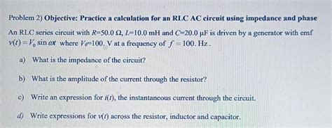 Solved Problem 2 Objective Practice A Calculation For An Chegg Com
