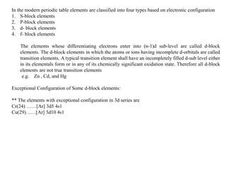 D Block Elements PPTX Chemistry Science D Block Elements PPTX Chemistry Science