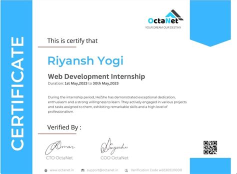 Riyansh Yogi On Linkedin Opportunity Internship Octanet