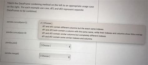 Solved Match The DataFrame Combining Method On The Left To Chegg