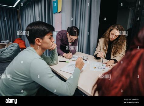 Group Of Babes Collaborating In A Modern Classroom Setting Stock Photo Alamy