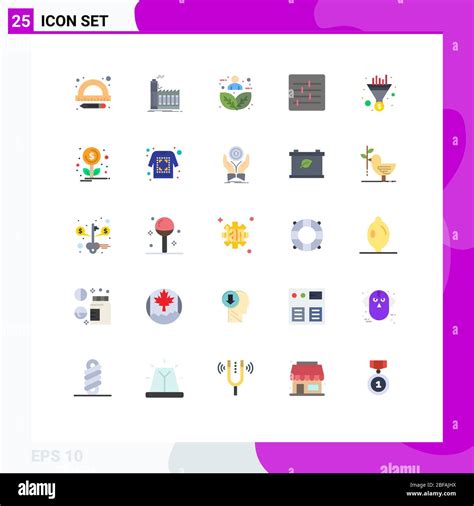 25 Thematic Vector Flat Colors And Editable Symbols Of Funnel Options Plant Leaf Layout