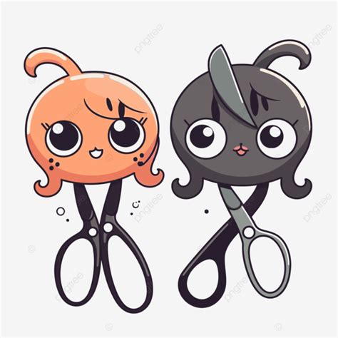 Cute Scissors Vector Sticker Clipart Two Little Cute Shears With