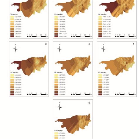 Ordinary Kriging Distribution Charts For The Pte Concentrations In The
